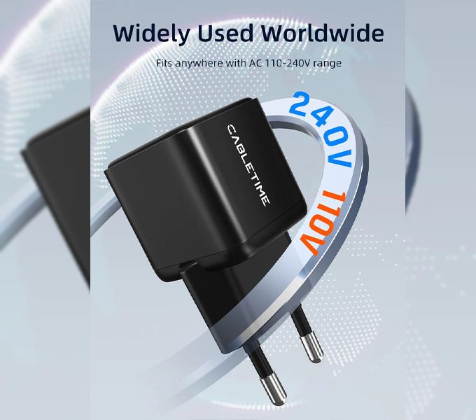 CABLETIME European 20w USB C GaN Wall Fast Charger for iPhone /ipad ...